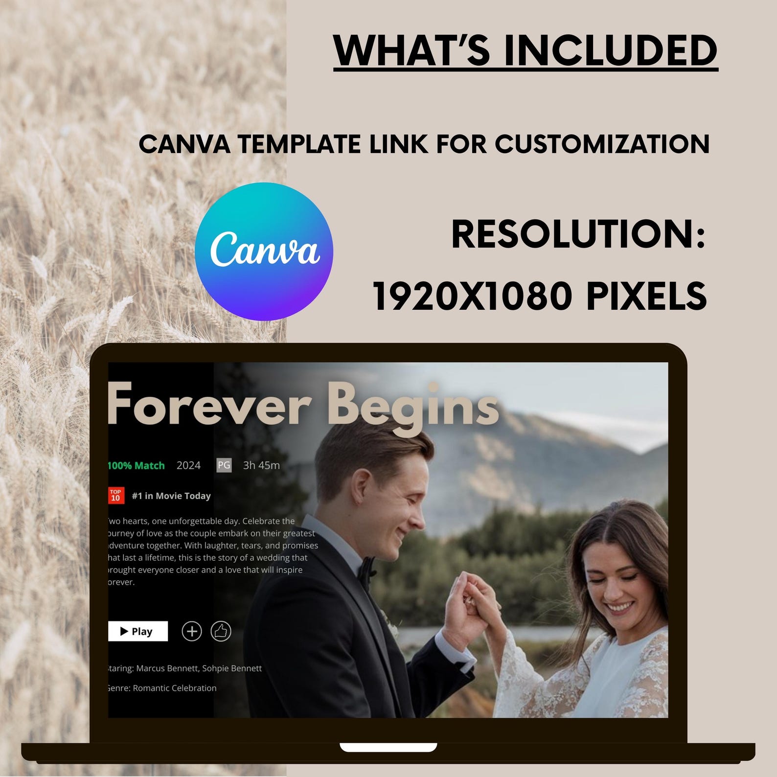 Custom Movie Poster Canva Template, Editable Slideshow for Wedding ...