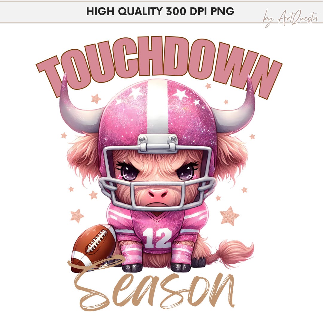 Touchdown Season PNG, Cute Football Cow Clipart, Highland Cow Football ...