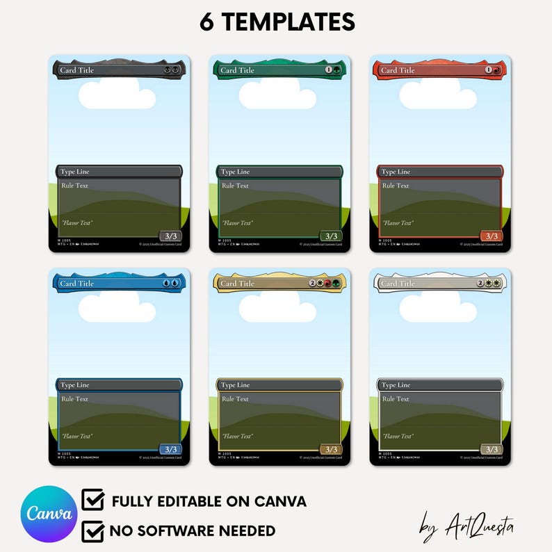 Custom MTG Card Template, Editable Magic the Gathering Design ...