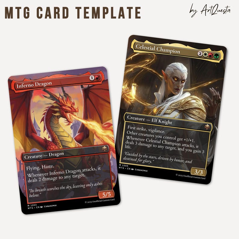 Custom MTG Card Template, Editable Magic the Gathering Design ...