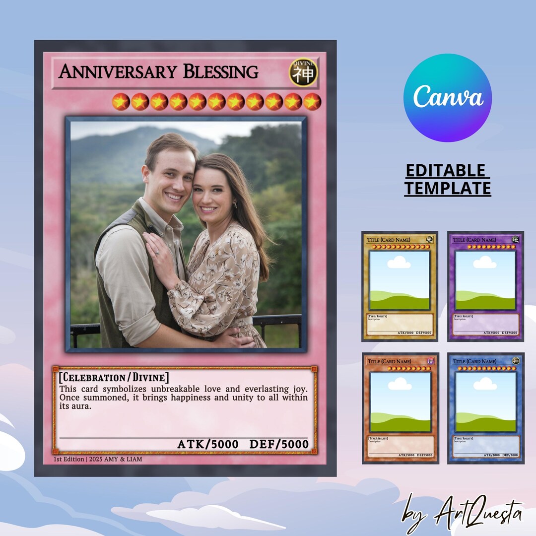 YGO Custom Card Template, Editable Canva Design, Gift for Birthday ...