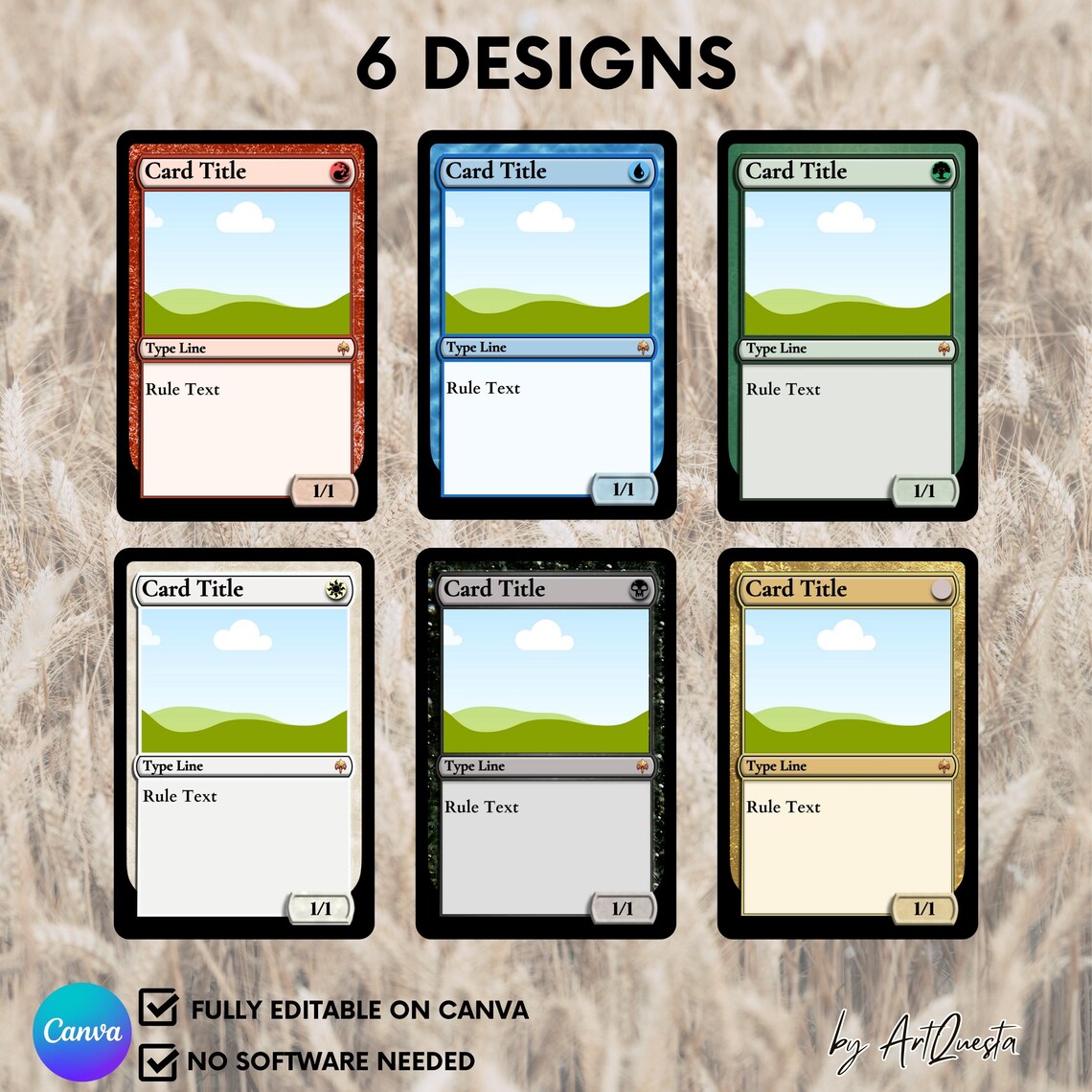 MTG Custom Card Template, Magic Style Card, Editable Canva Template ...