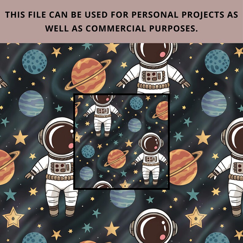 Astronaut Space Seamless Pattern, Outer Space Digital Pattern, Space Themed Seamless Design ...