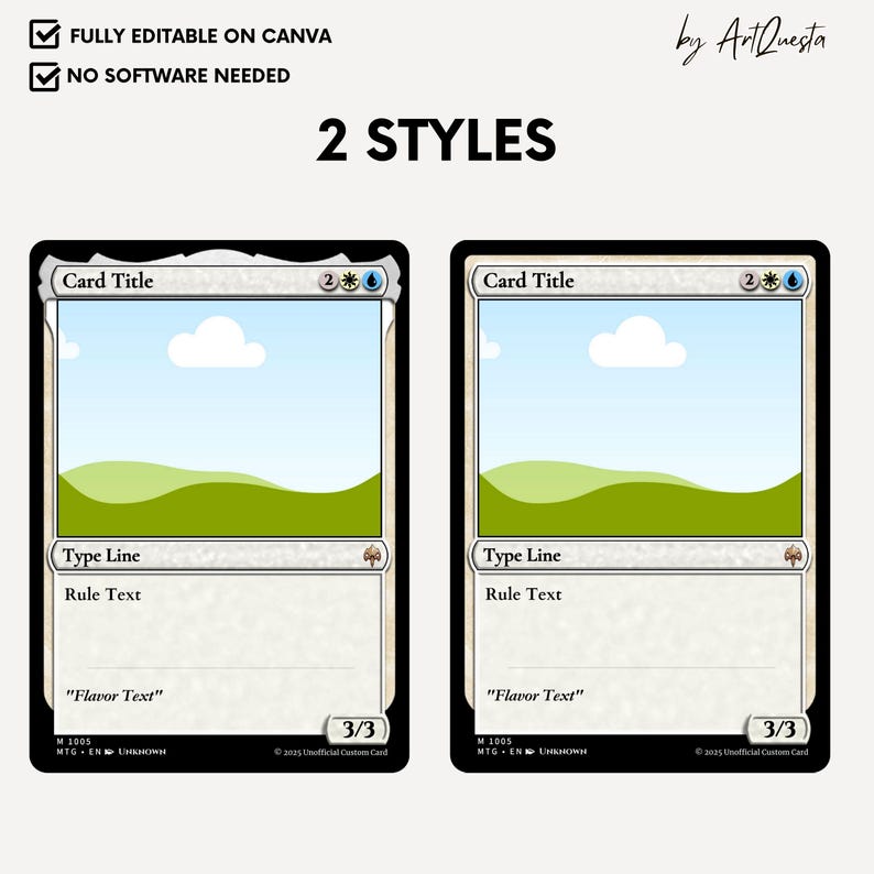 Custom MTG Card Template, Editable Canva Trading Card Design ...