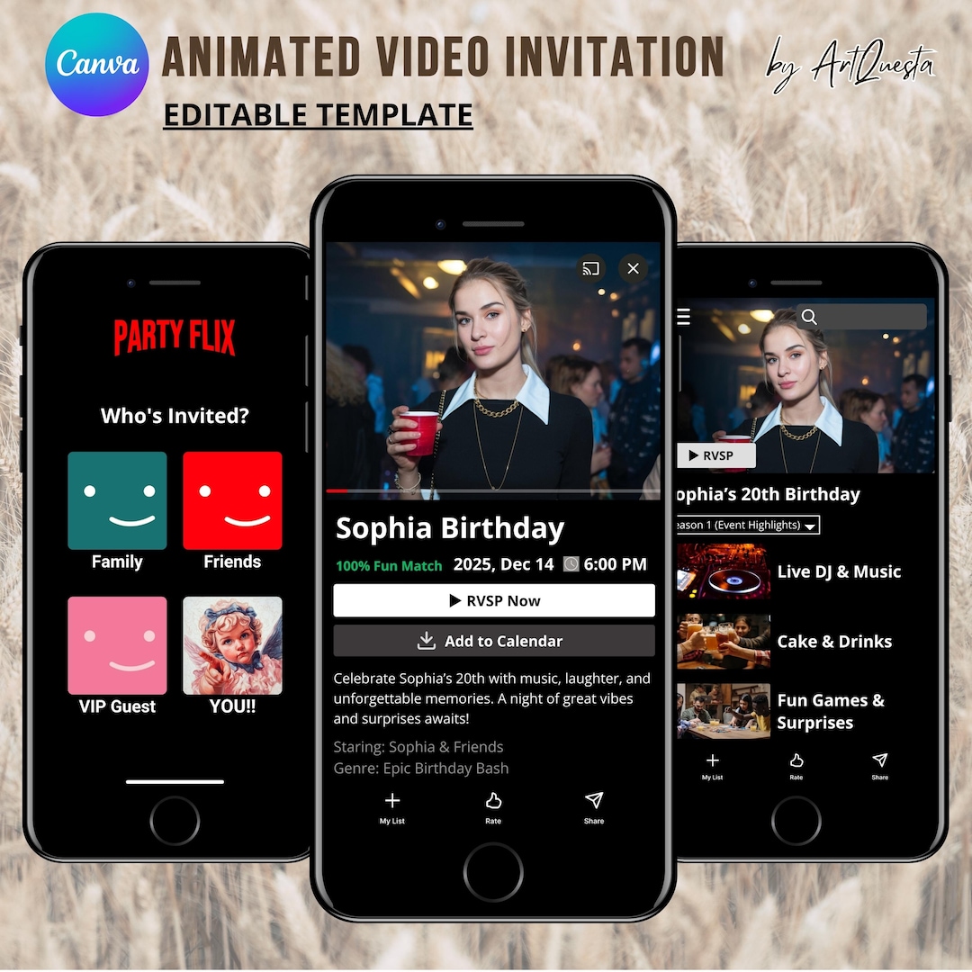 Streaming Style Invitation, Animated Video Invite, Digital Birthday ...