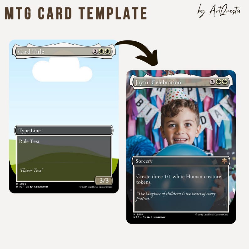 Custom MTG Card Template, Editable Magic the Gathering Design ...