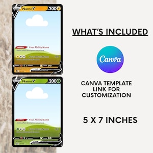 Custom Pokemon Card Template, Editable Pokémon Card V Canva Template ...