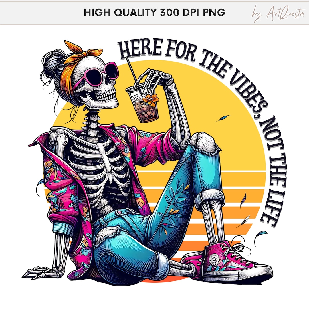 Retro Skeleton Vibes PNG, Aesthetic Skull Art, Trendy Skeleton Art ...