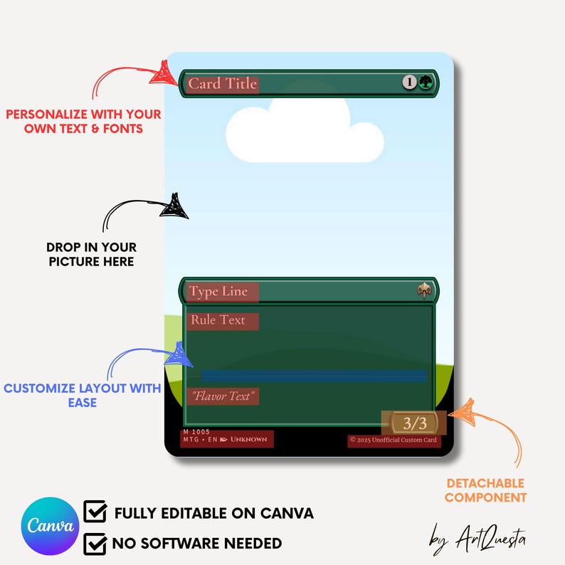 Custom MTG Card Template, Editable Magic the Gathering Card, Fantasy ...