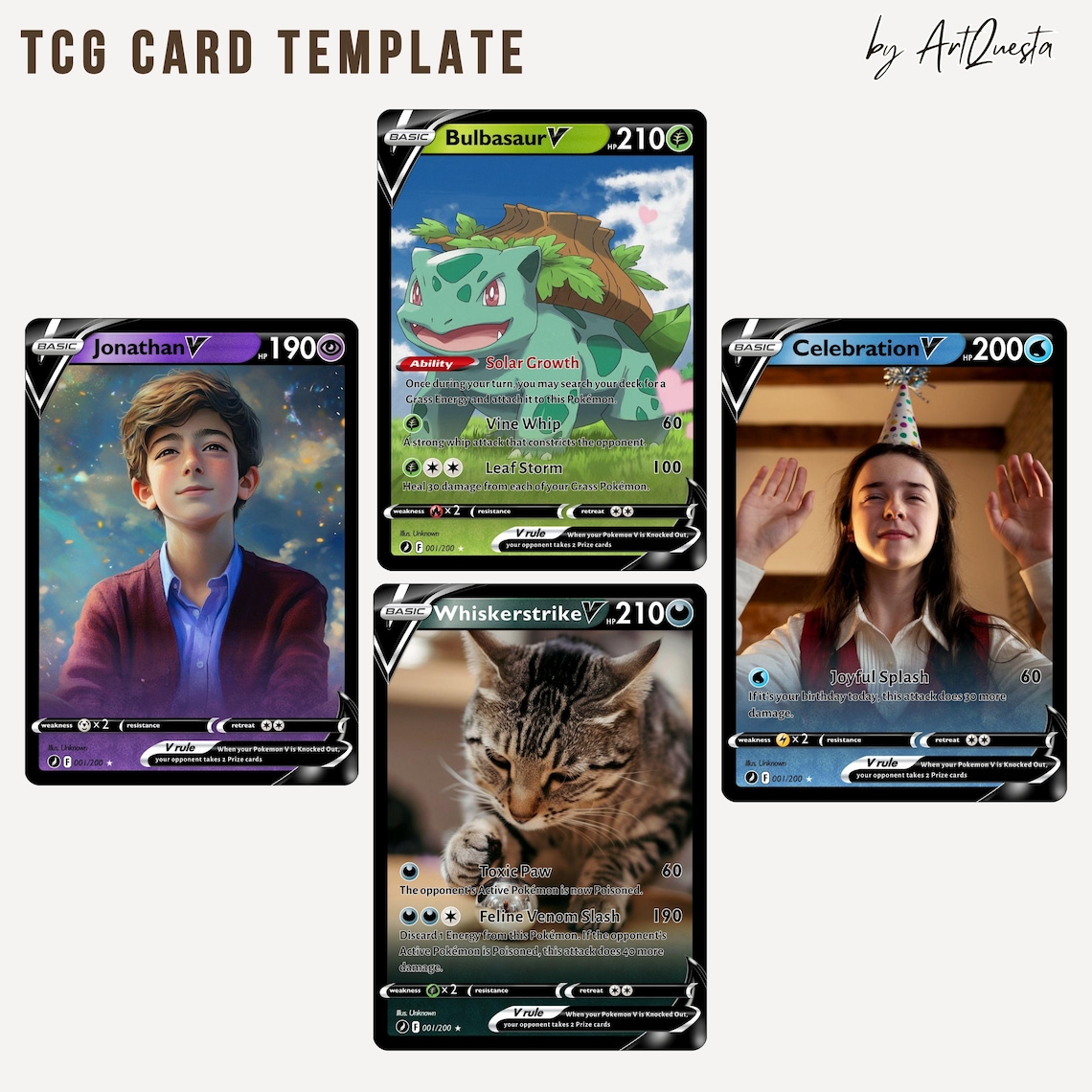 Custom Pokemon Card Template, Editable Pokémon Card V Canva Template ...