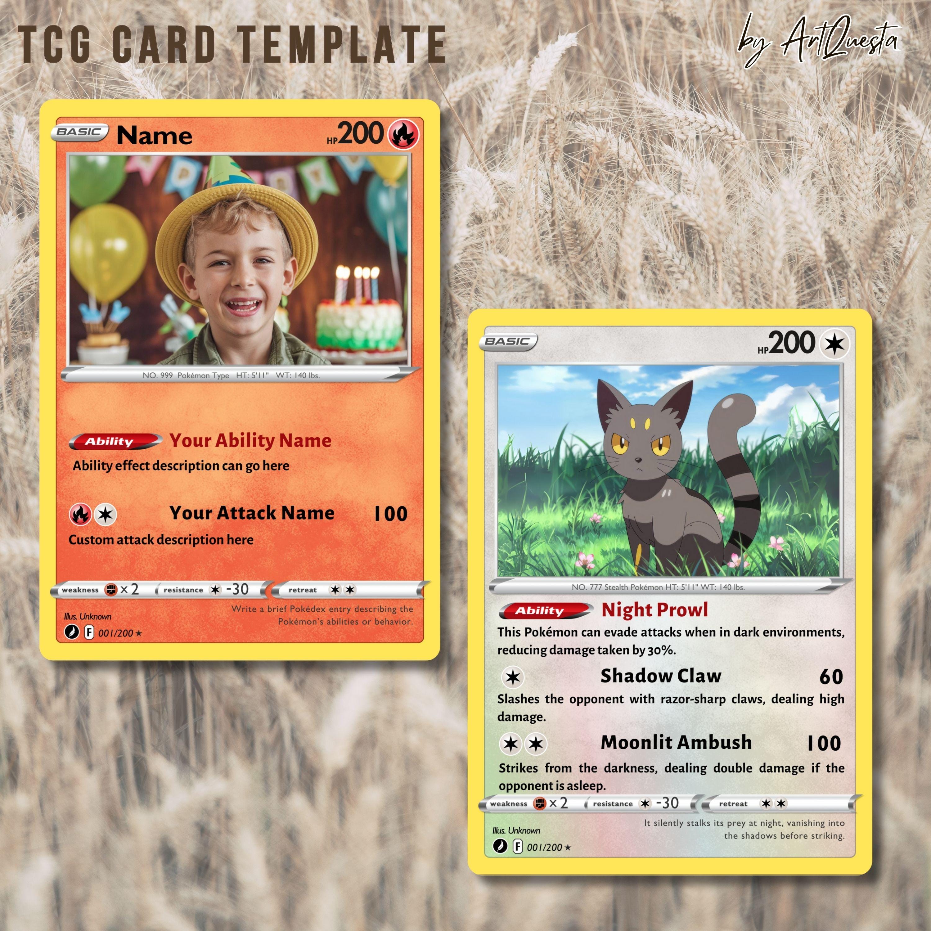 Custom Pokémon Card Template, Editable TCG Card, Personalized Trading ...