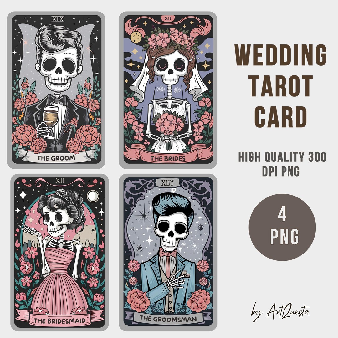 Wedding Tarot Card Collection PNG, Bridal Party Tarot Clipart, Bride ...