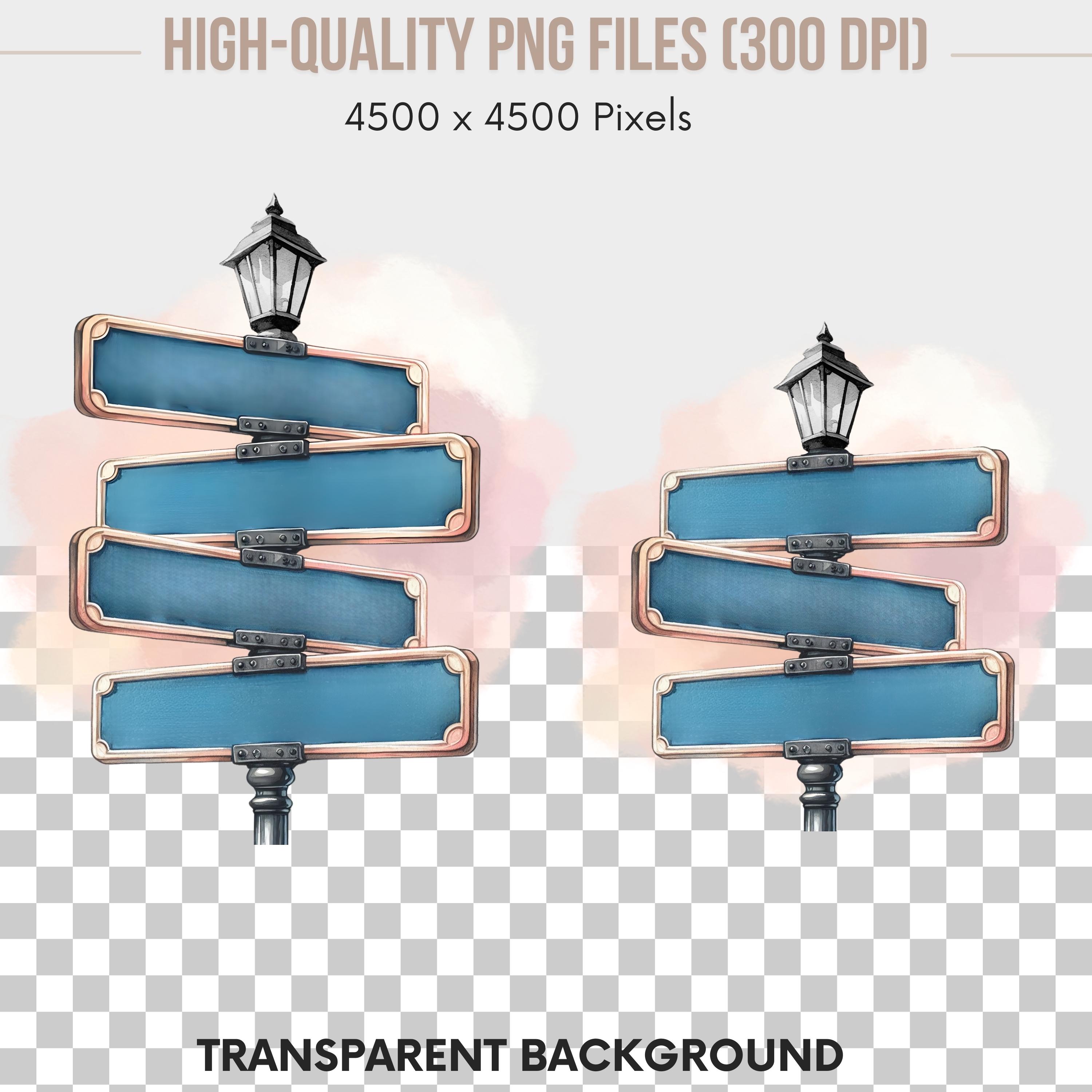 Blank Vintage Signpost PNG, Customizable Street Sign PNG, Editable Road ...
