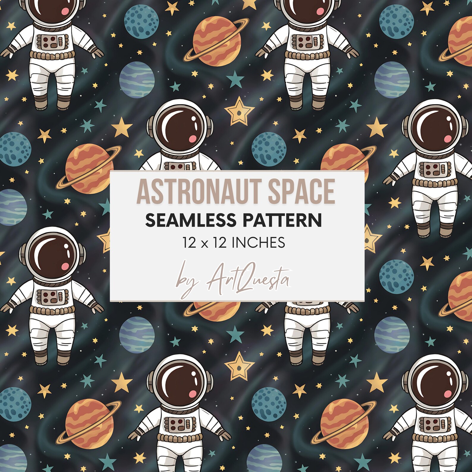 Astronaut Space Seamless Pattern, Outer Space Digital Pattern, Space ...
