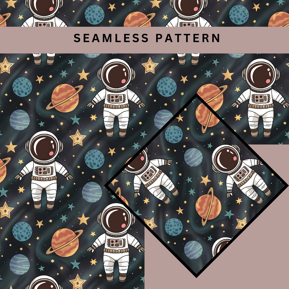 Astronaut Space Seamless Pattern, Outer Space Digital Pattern, Space ...