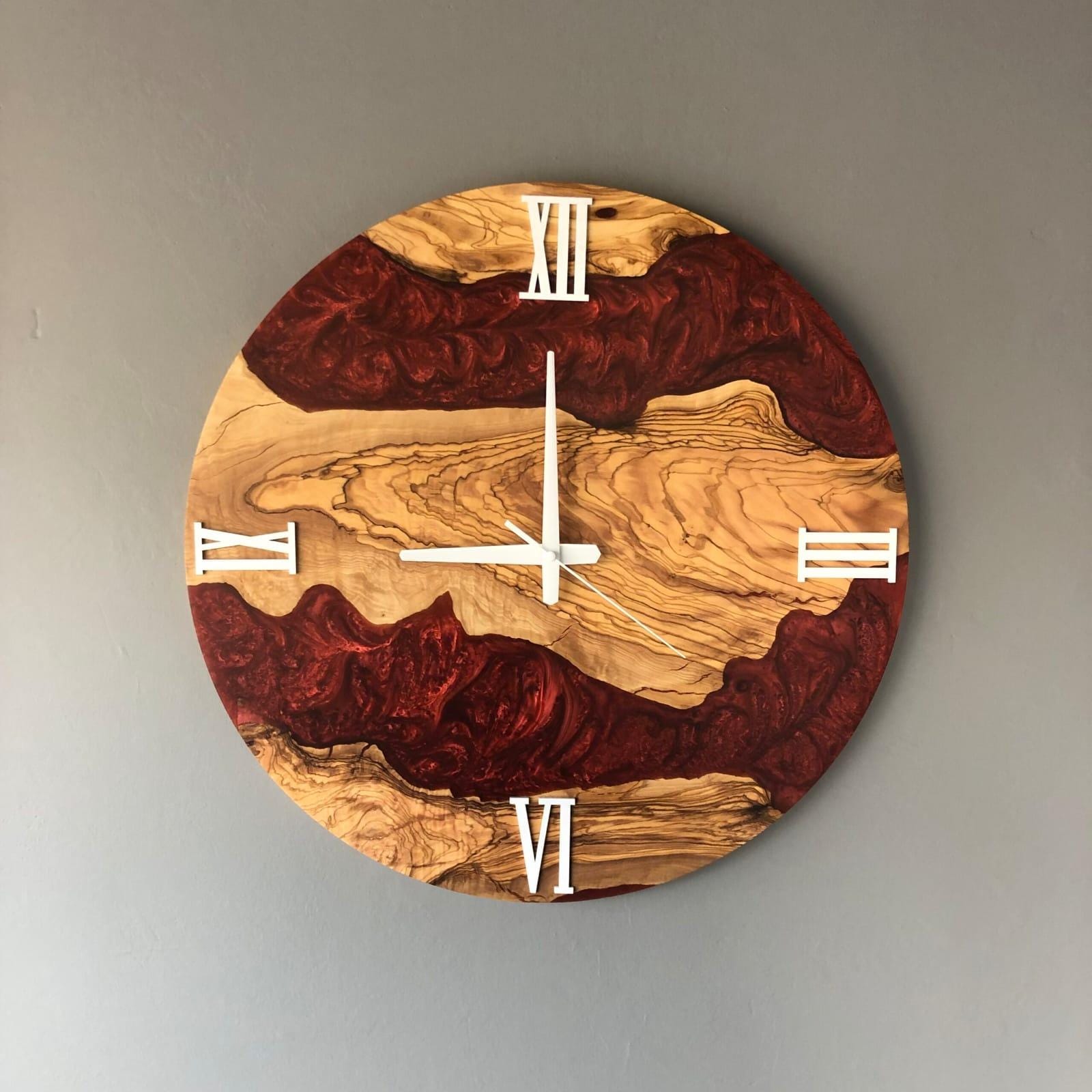 Custom Made Resin & Cedar Wood Wall Clock, Made to Order Epoxy and Oak ...