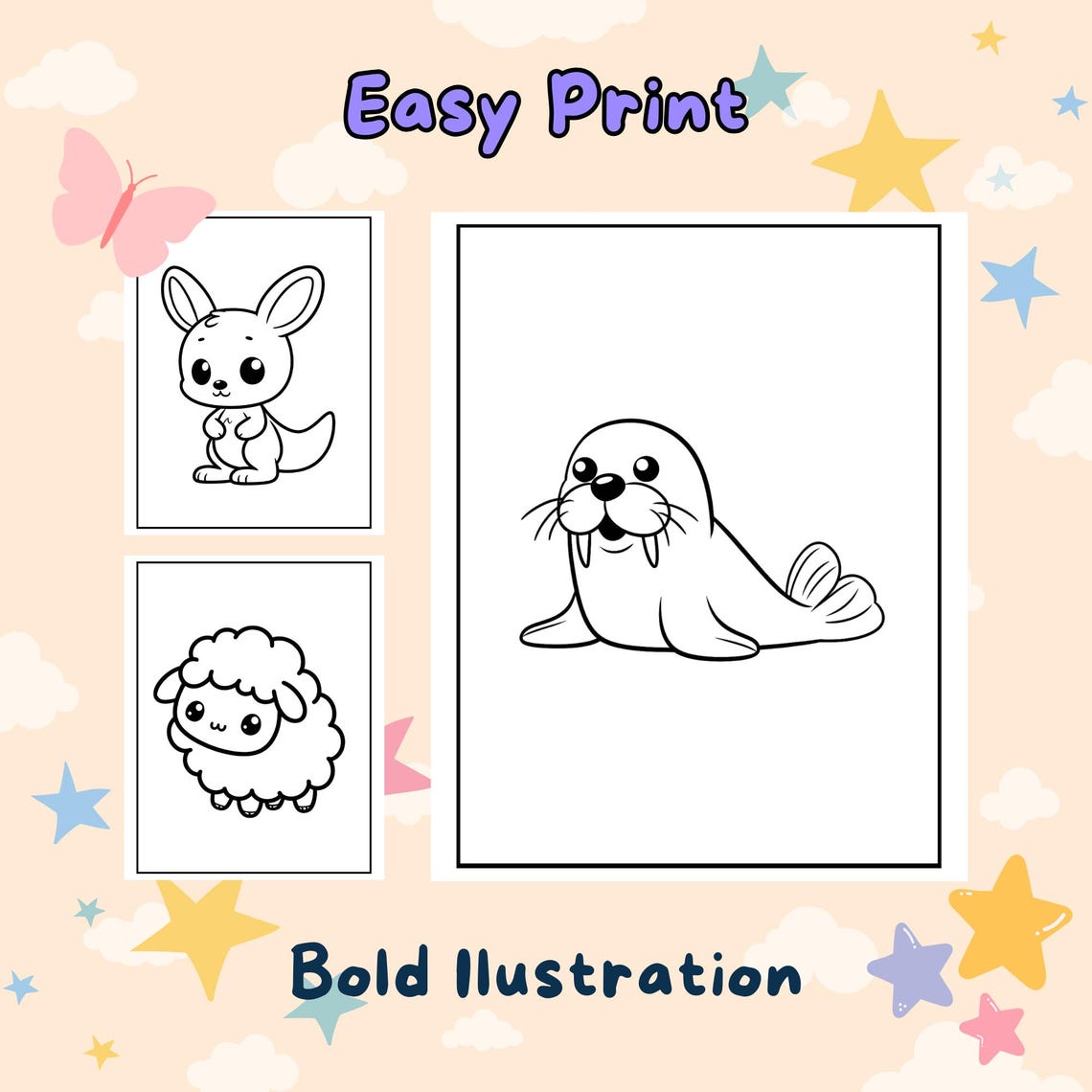 Animal Coloring Pages | for Kids Toddlers Preschoolers Kindergarten ...