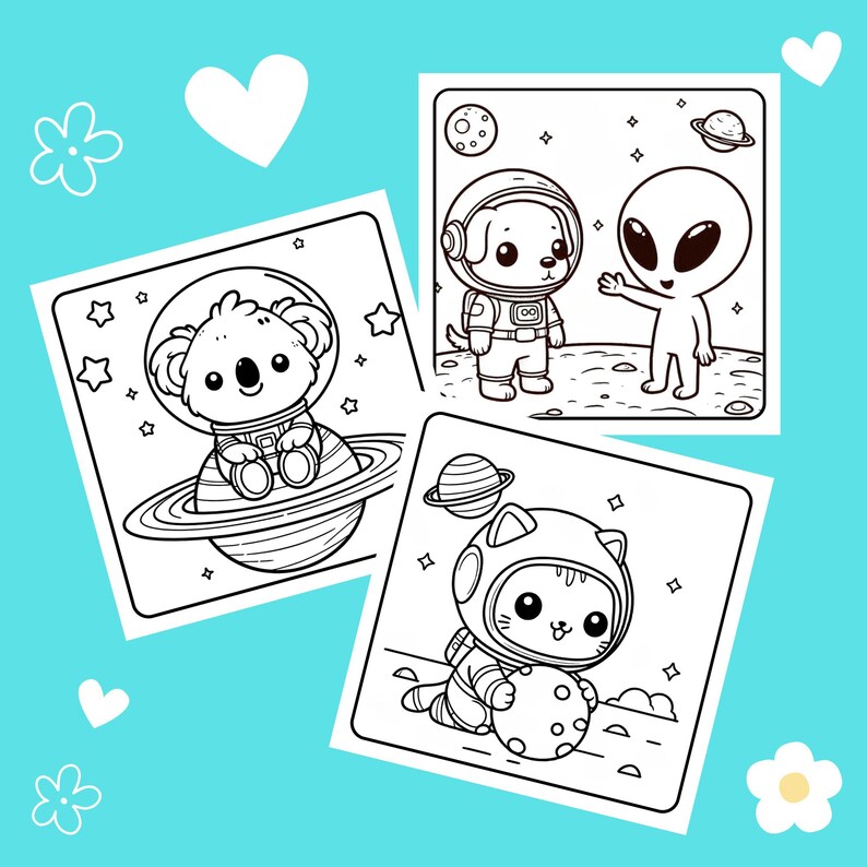 Bold & Easy Coloring Pages | Space Moments Coloring Pages | Kawaii ...