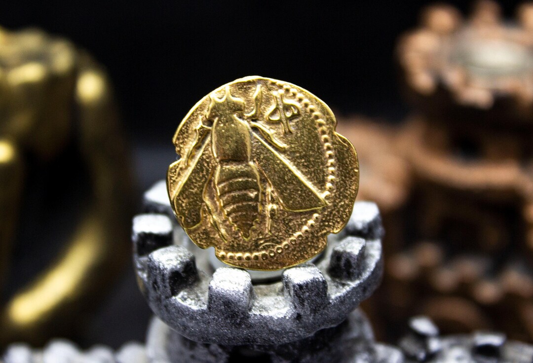 Honey Bee Ancient Greek Coin Ring – 925 Sterling Silver, Gold Plated - Etsy