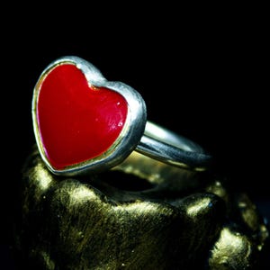 Red Heart Sterling Silver Ring – Handmade 925K Minimalist Jewelry - Etsy