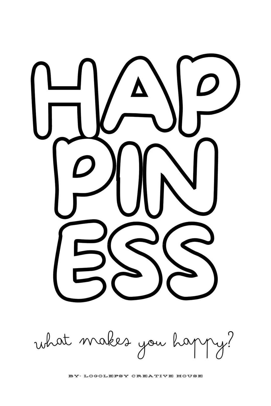 Happiness Coloring Page - Etsy