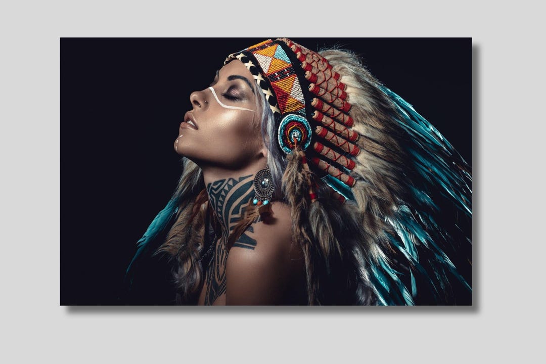 Native American Girl Canvas Wall Art, Native American Woman Poster ...