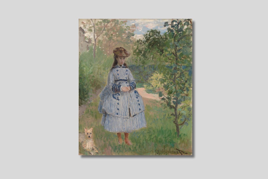 Claude Monet Girl With Dog Canvas Print: Impressionist Portrait Wall ...
