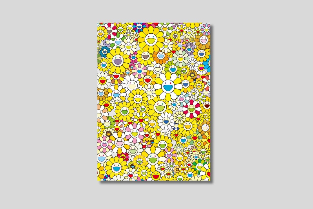 Takashi Murakami Flowers With Smiley Faces Canvas Wall Art, Murakami ...