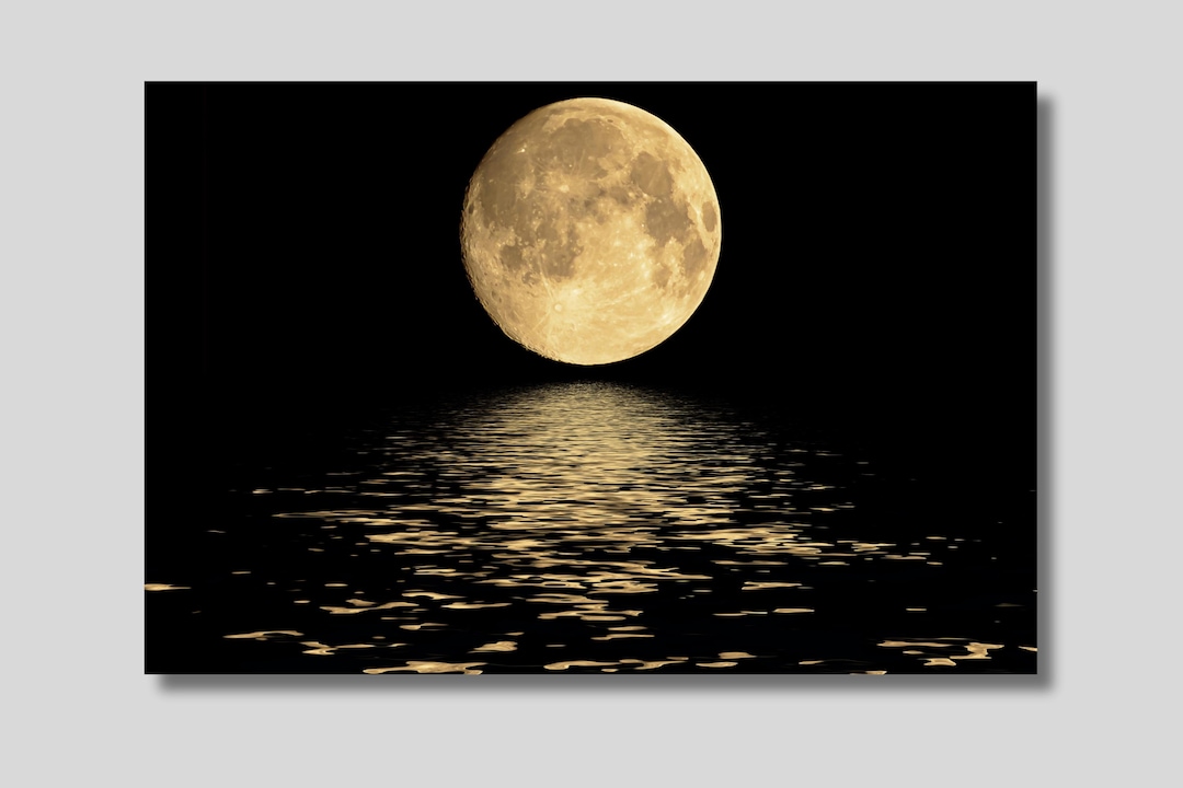Moonlight Canvas Wall Art, Moon Painting Art, Full Moon Poster ...