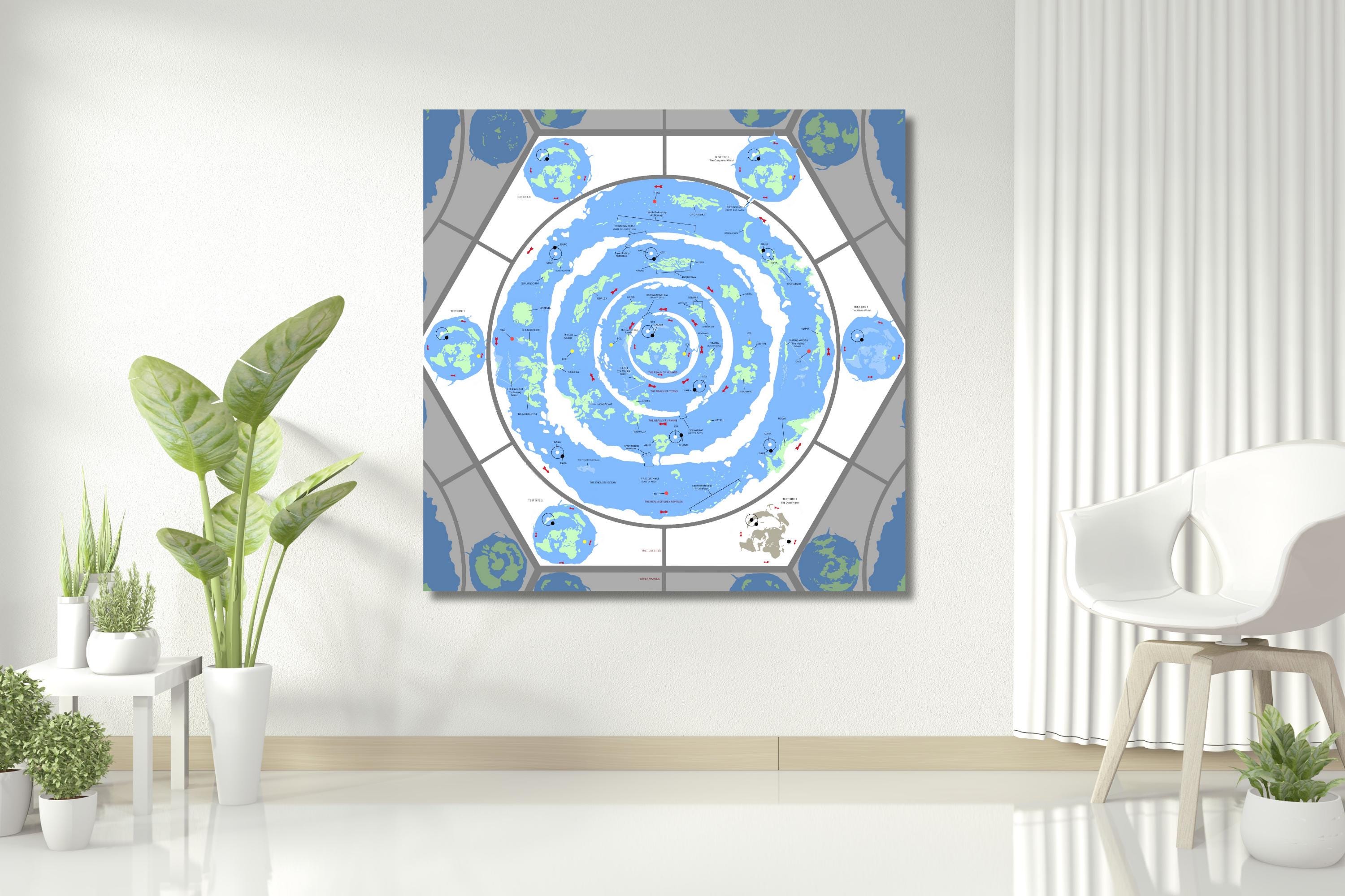 Flat Earth Map, World Map Alternative View Canvas Print, Flat Earth ...