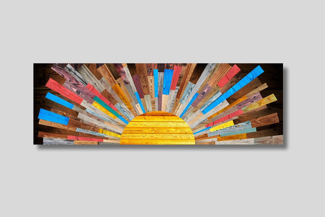 Panoramic Sunrise Canvas Art: Wood Look Sunbeam Wall Decor - Etsy