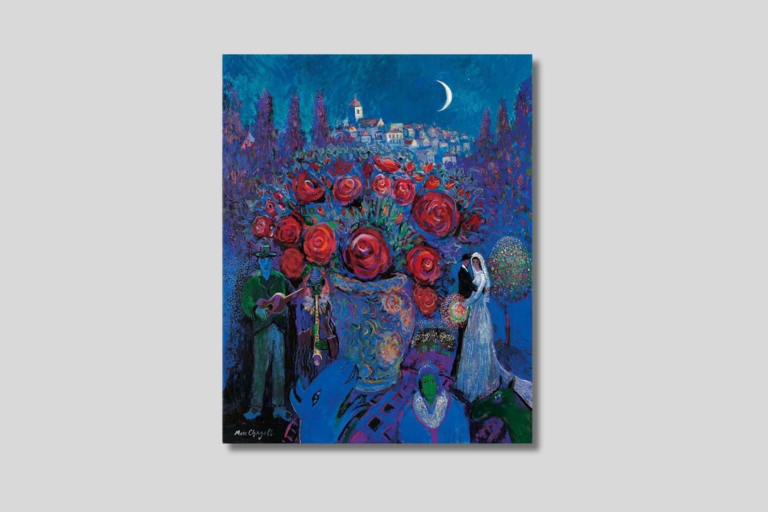 Marc Chagall Roses Canvas Art Print: Expressionism Wall Decor - Etsy