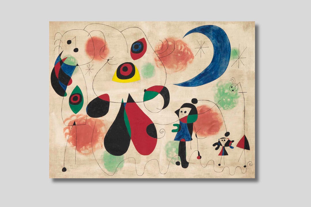 Joan Miro Women, Moon, Birds Canvas Wall Art, Miro Artwork, Exhibition ...