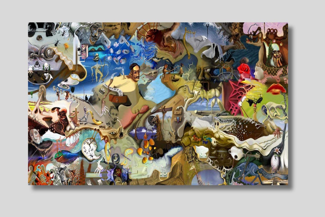 Salvador Dali Collage Canvas Wall Art, Salvador Dali Famous Artworks ...