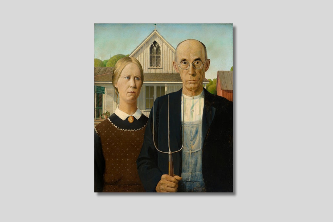 American Gothic Canvas Print: Grant Wood Famous Painting - Etsy