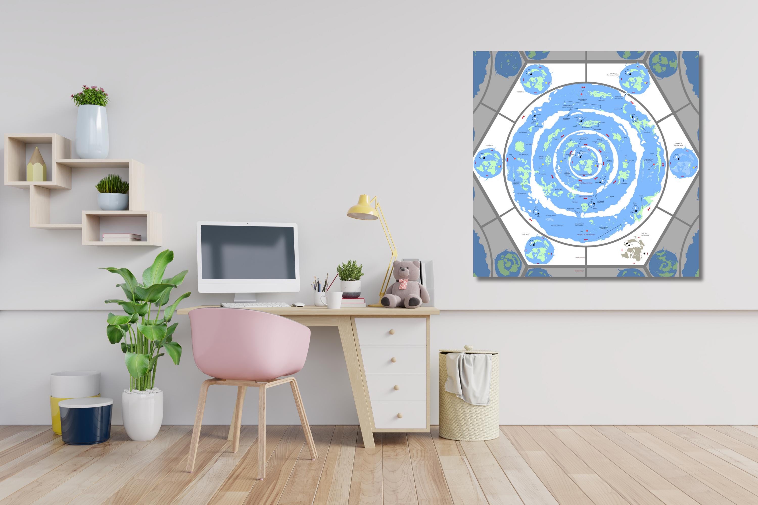 Flat Earth Map, World Map Alternative View Canvas Print, Flat Earth ...