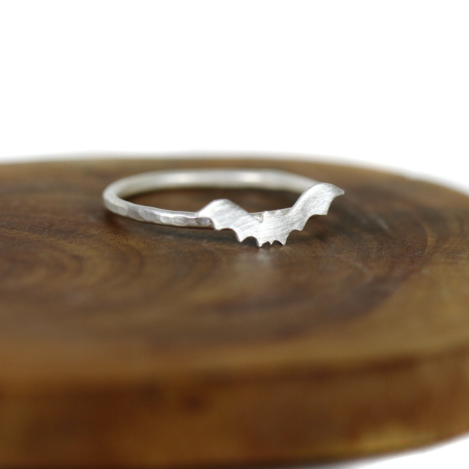 Halloween Bat Ring Sterling Silver Stacking Ring Dainty - Etsy
