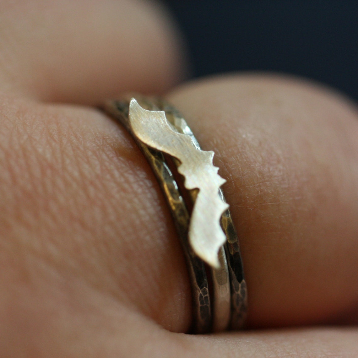 Halloween Bat Ring Sterling Silver Stacking Ring Dainty - Etsy