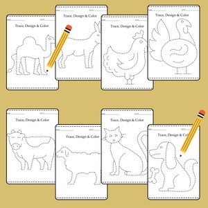 Learning to Trace Farm Animals Activity Printable Coloring for Kids ...
