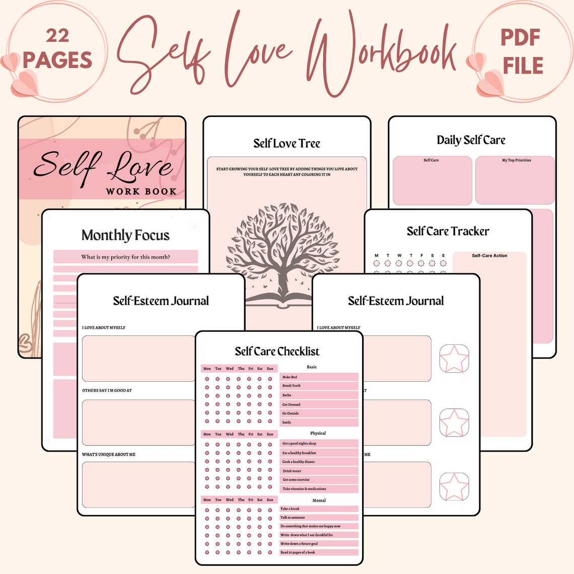 Self Love Workbook, Self Love Journal, Self Care Planner, Printable ...