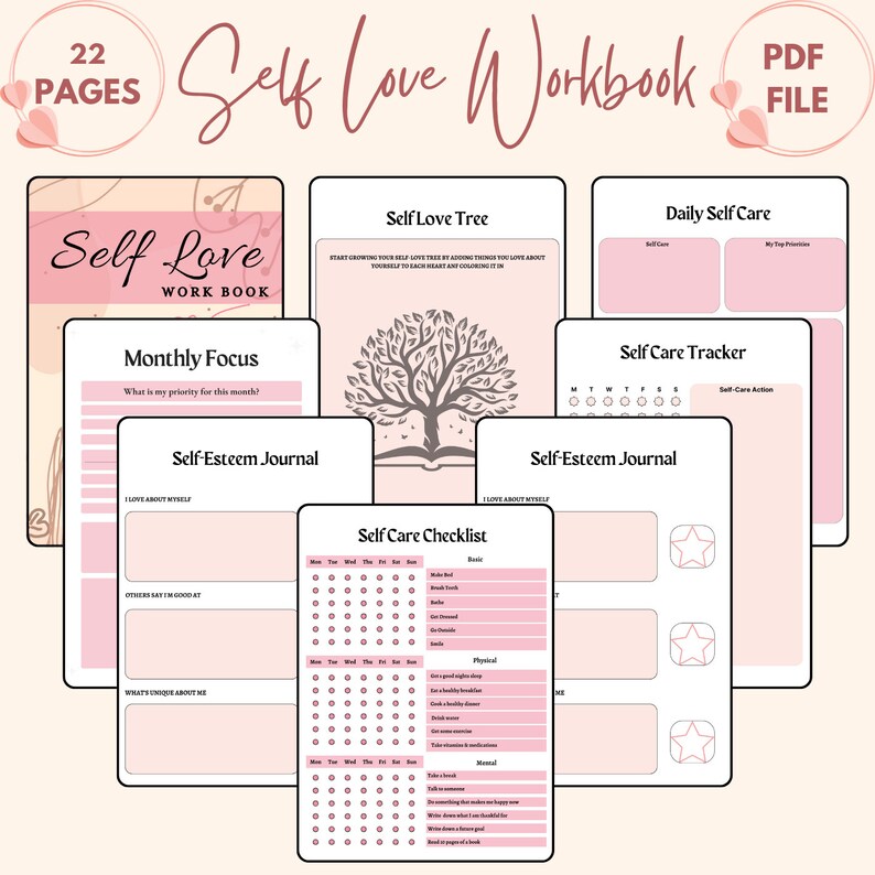 Self Love Workbook, Self Love Journal, Self Care Planner, Printable ...