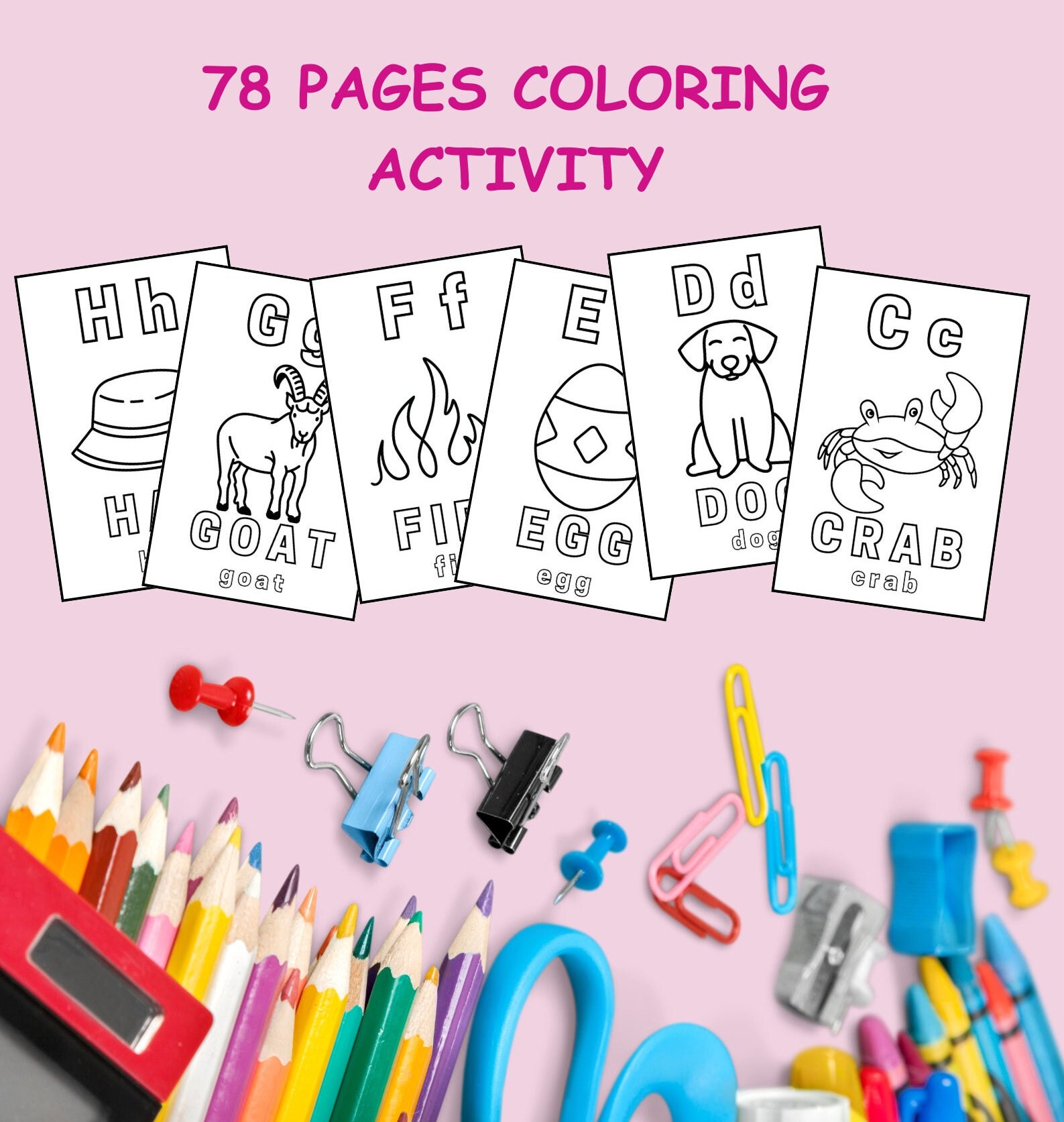 Preschool ABC Coloring Booklet for Kids 78 Pages, Coloring Page ...