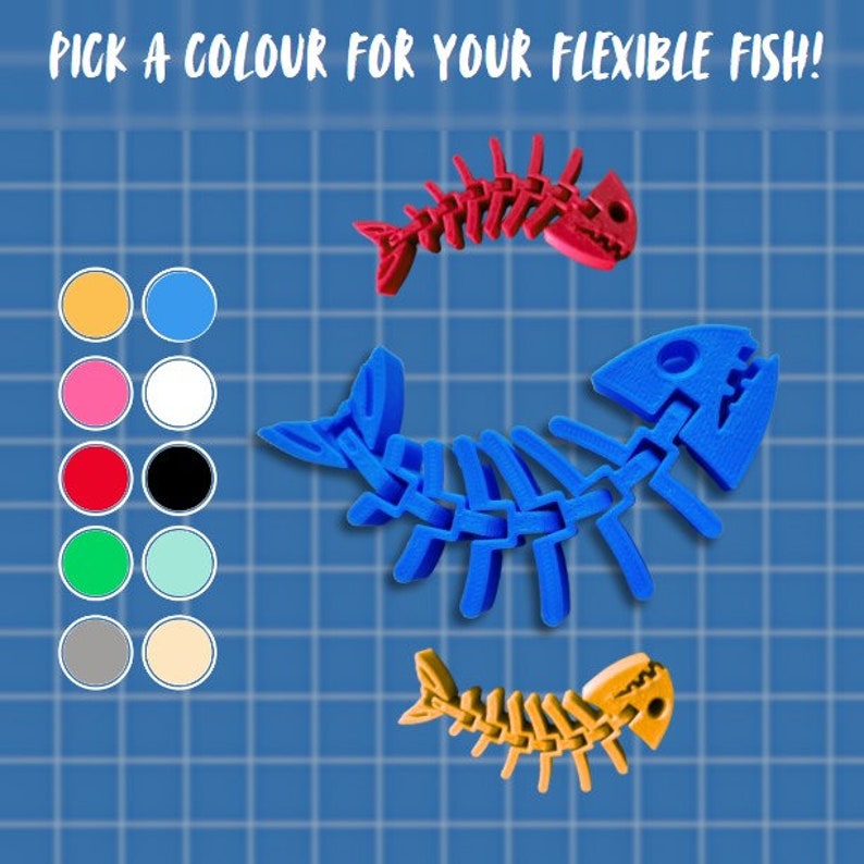 3D Printed Articulated Fish Fidget Toy, Customizable Colours, Eco ...