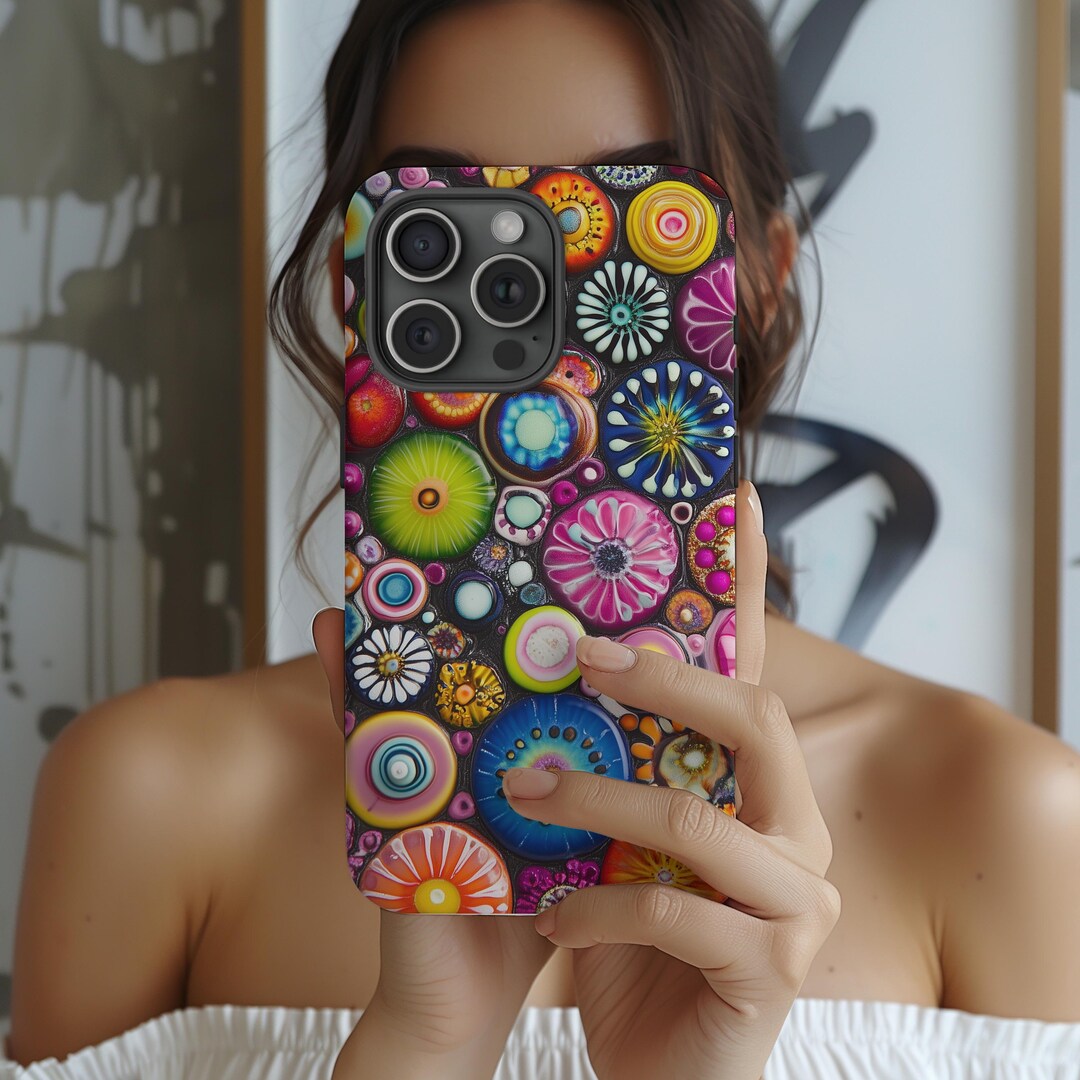 Millefiori 3D Clay Look Tough Cell Phone Case for iPhone 11 12 13 14 15 ...