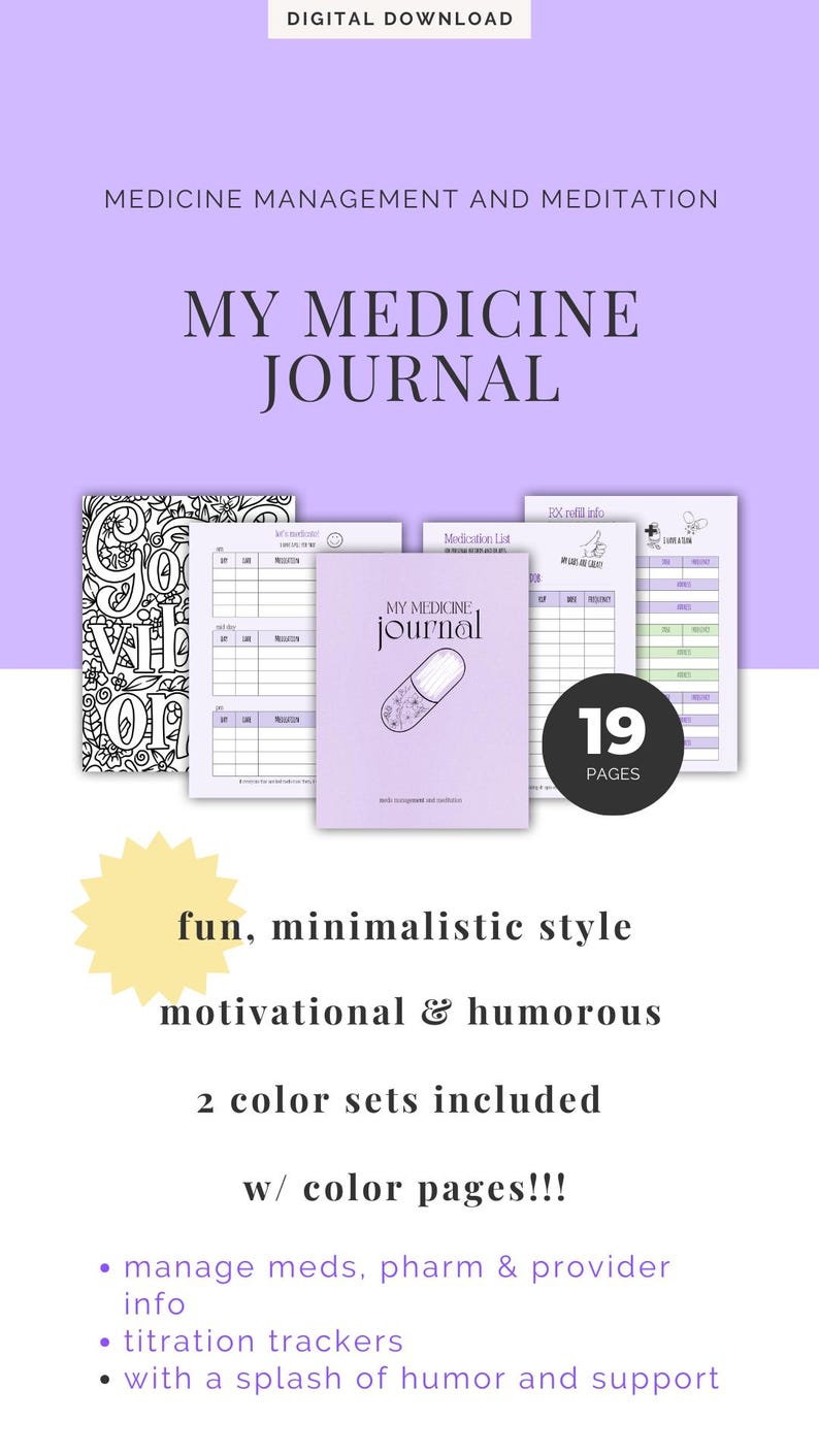 Printable Titration Tracker, Fun Medication Charts & Color Pages ...