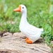 Handcrafted Wooden Goose Figurine – Charming White Goose Sculpture ...
