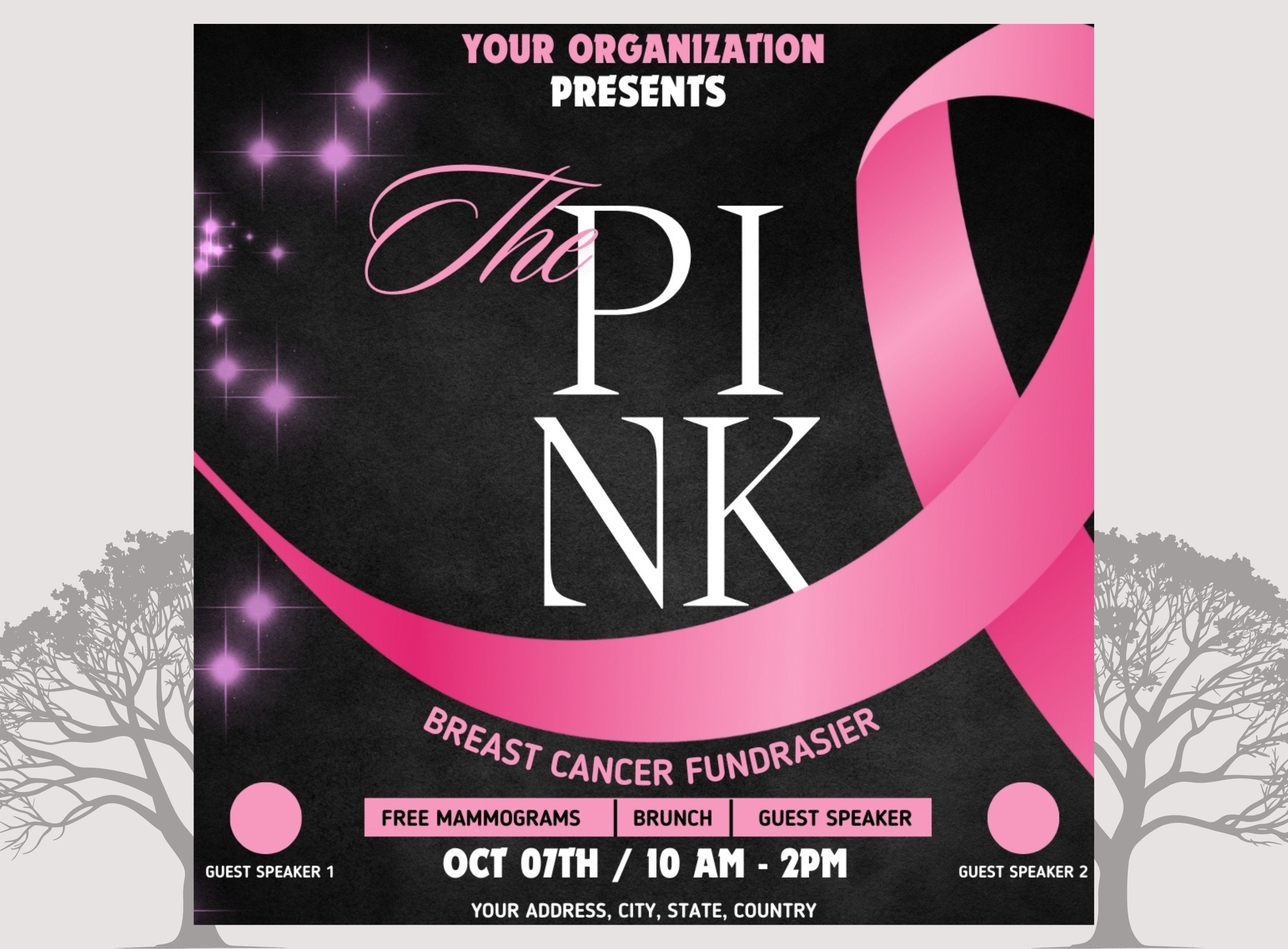 Editable Flyer Template, Breast Cancer Awareness, Breast Cancer Event ...