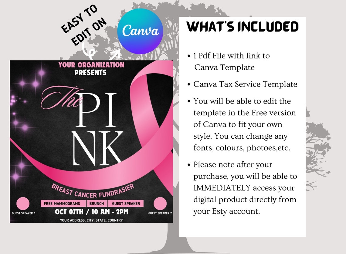 Editable Flyer Template, Breast Cancer Awareness, Breast Cancer Event ...