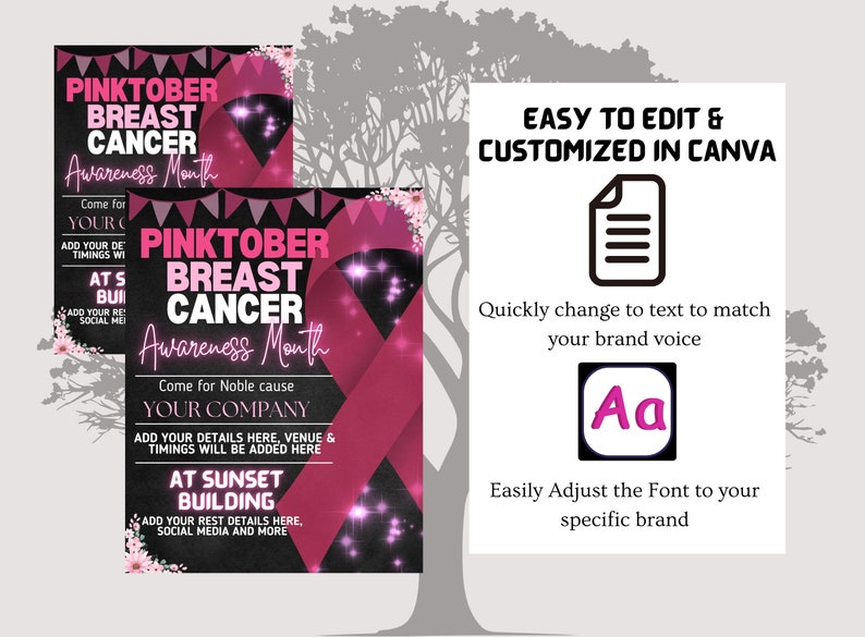 Breast Cancer Awareness Month, DIY Canva Template 2024, Editable Flyer ...