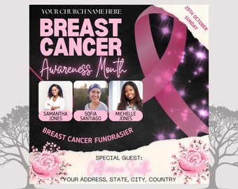 Breast Cancer Awareness Flyer, DIY Flyer Template Design, Breast Cancer ...